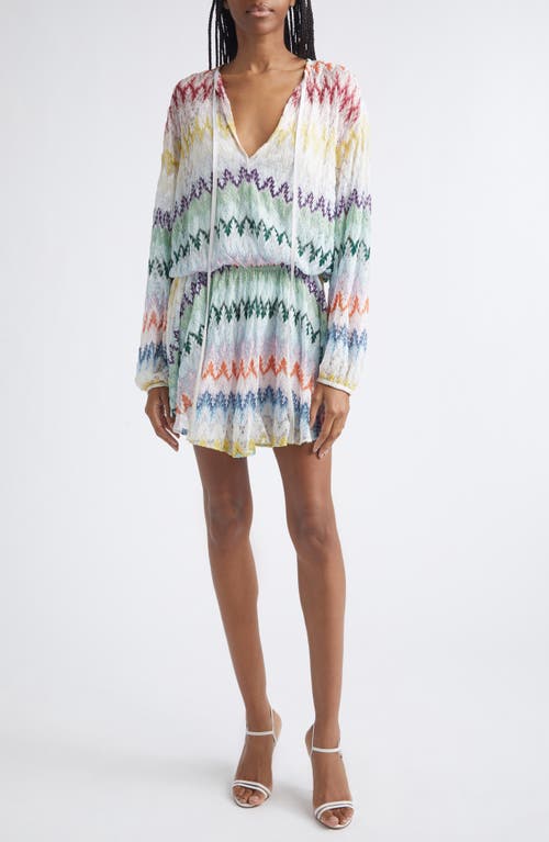 MISSONI Missoni Long Sleeve Zigzag Lace Minidress